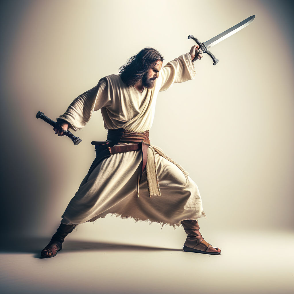 Jesus robber attempt to cut with over big sword by toron emdad - Playground