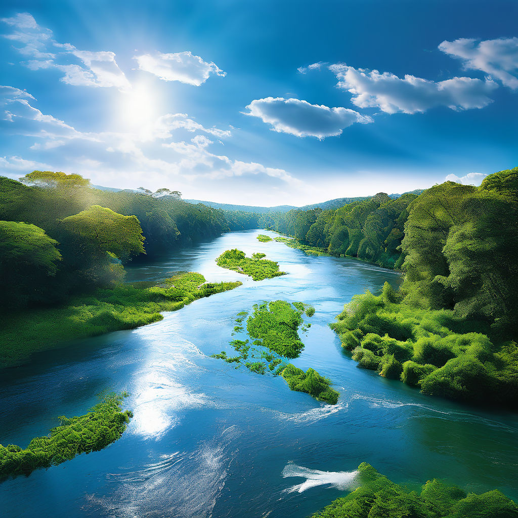 A beautiful scene where multiple rivers converge at one poin... by ...