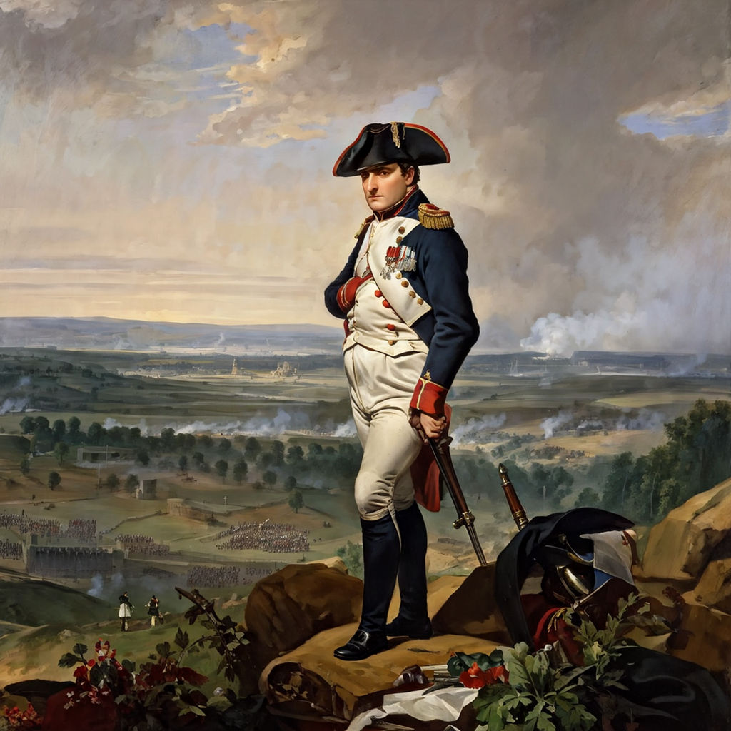 Napoleon Bonaparte overlooking the battlefield of Waterloo f... by ...