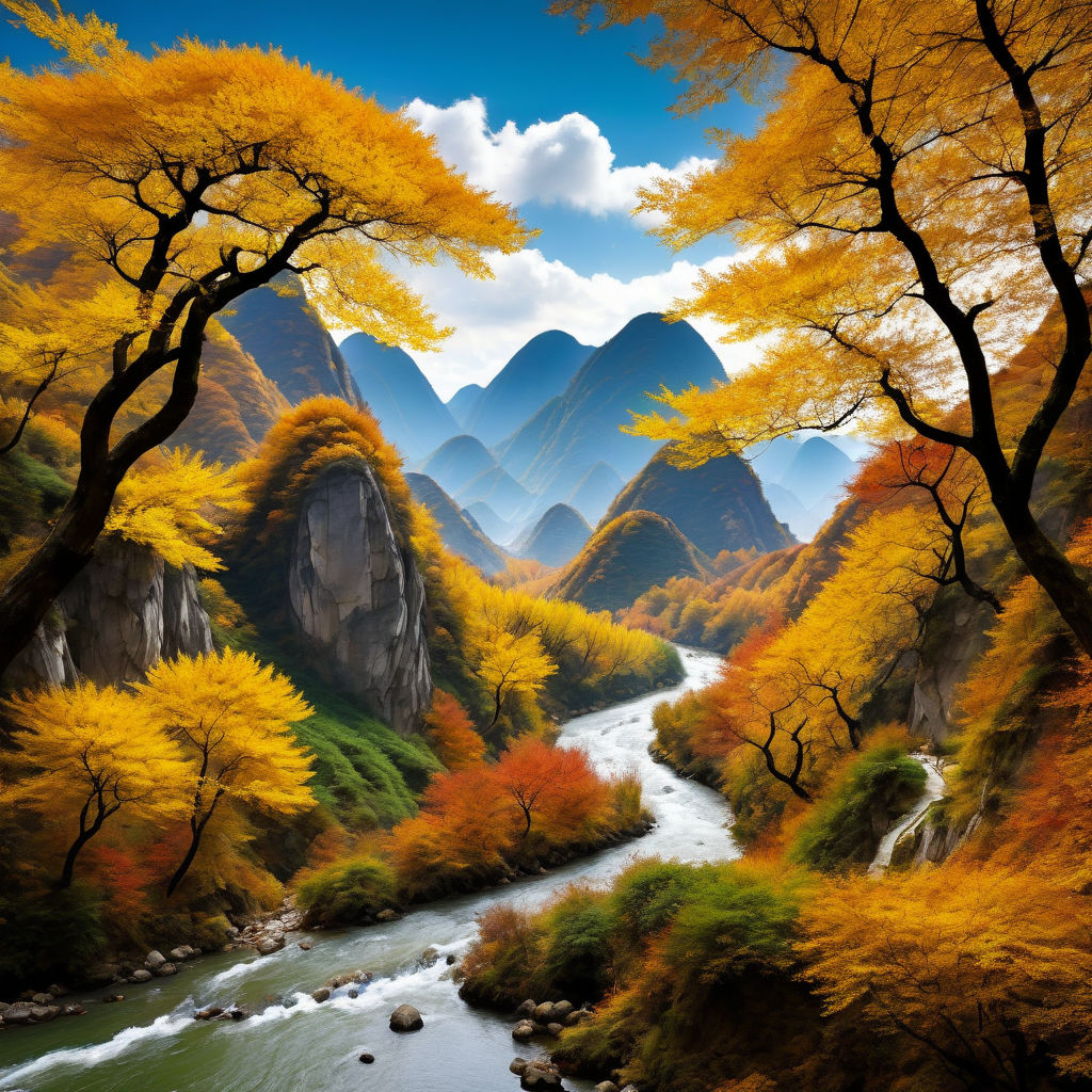 A Chinese mountainous landscape in the distance covered with... by ...