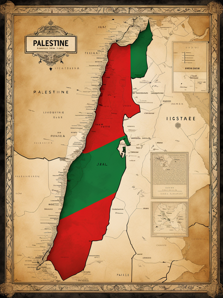 Palestine map with stylized borders including the entire ter... by ...