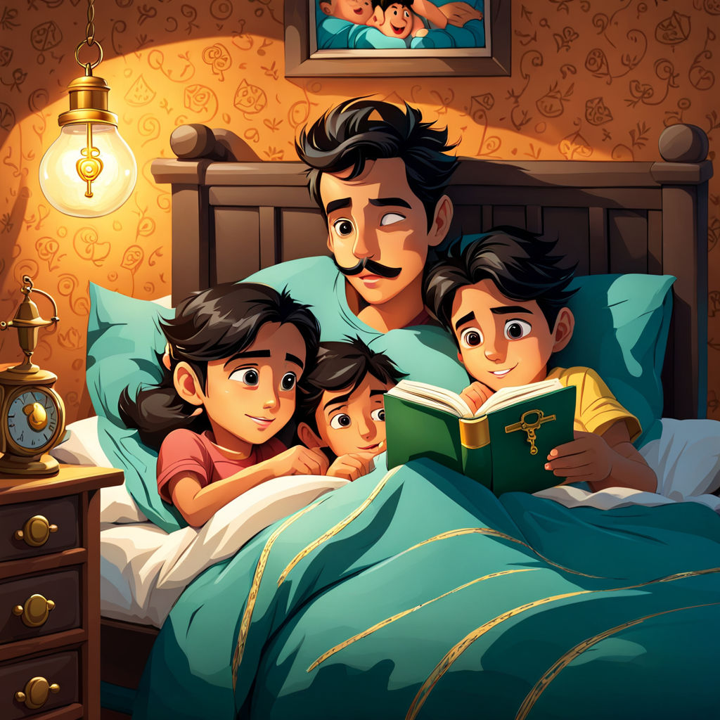 Two young Mexican children lying in bed by Mark Fromberg - Playground