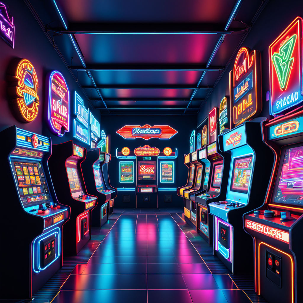 Photorealistic but stylized retro arcade hall by S DZL muzik - Playground