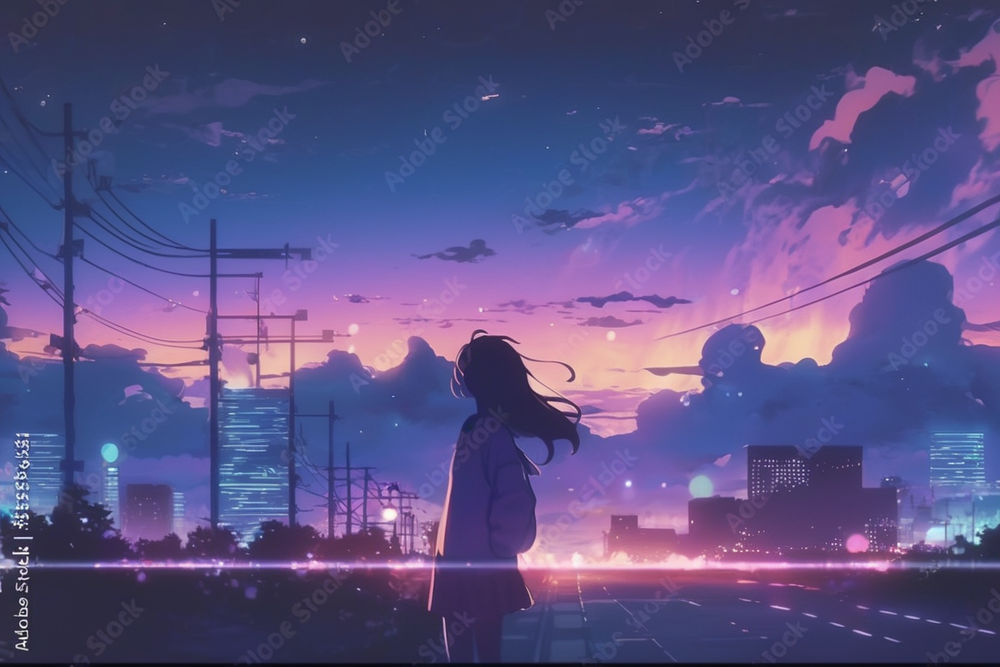 Anime Girl Surrounded By Kawaii Lo Fi Aesthetics By りる Playground