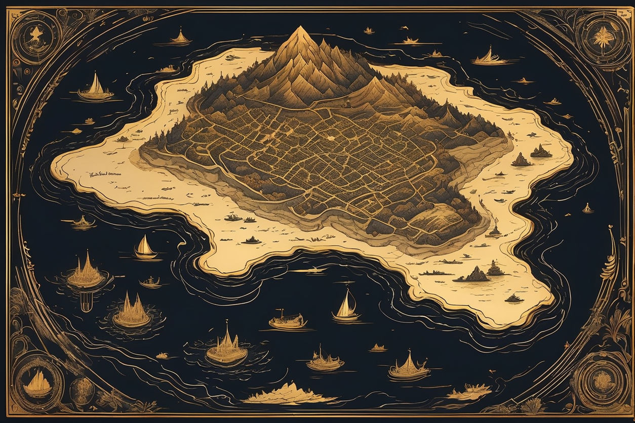 Detailed Hand drawn top down view map of an island by ACE ACE - Playground