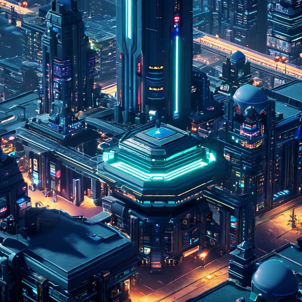 A detailed realistic futuristic city building tileset in a z... by ...