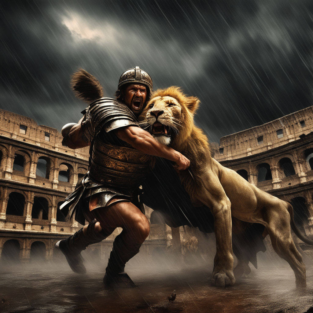 Gladiators Fighting Lions