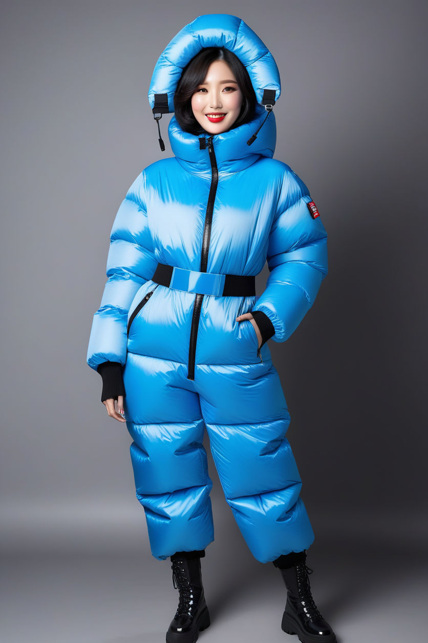 Her outfit composed of oversized thick puffer suit with larg... by ...