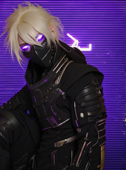 Cyberpunk pale slim androgynous cyberpunk-style ninja with b... by ...