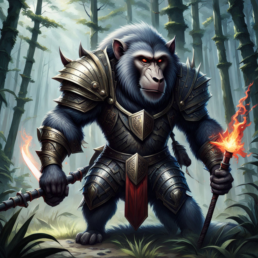 An armored evil Baboon with a lance by Alessandro Candelari - Playground