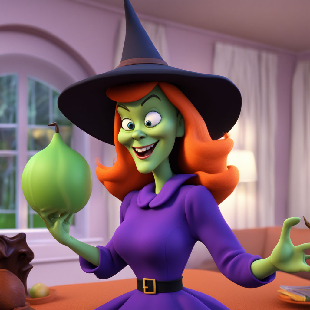 The cartoon witch from the opening sequence of "bewitched" r... by ...
