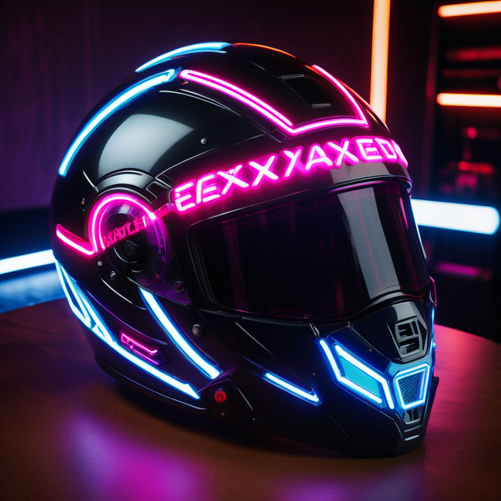 Neon cyber helmet for motorcycle by Xander - Playground