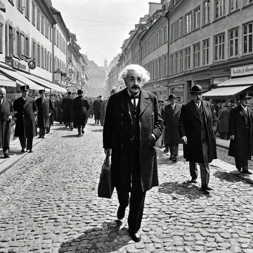 Albert Einstein walking through the streets of Germany by Thaís ...