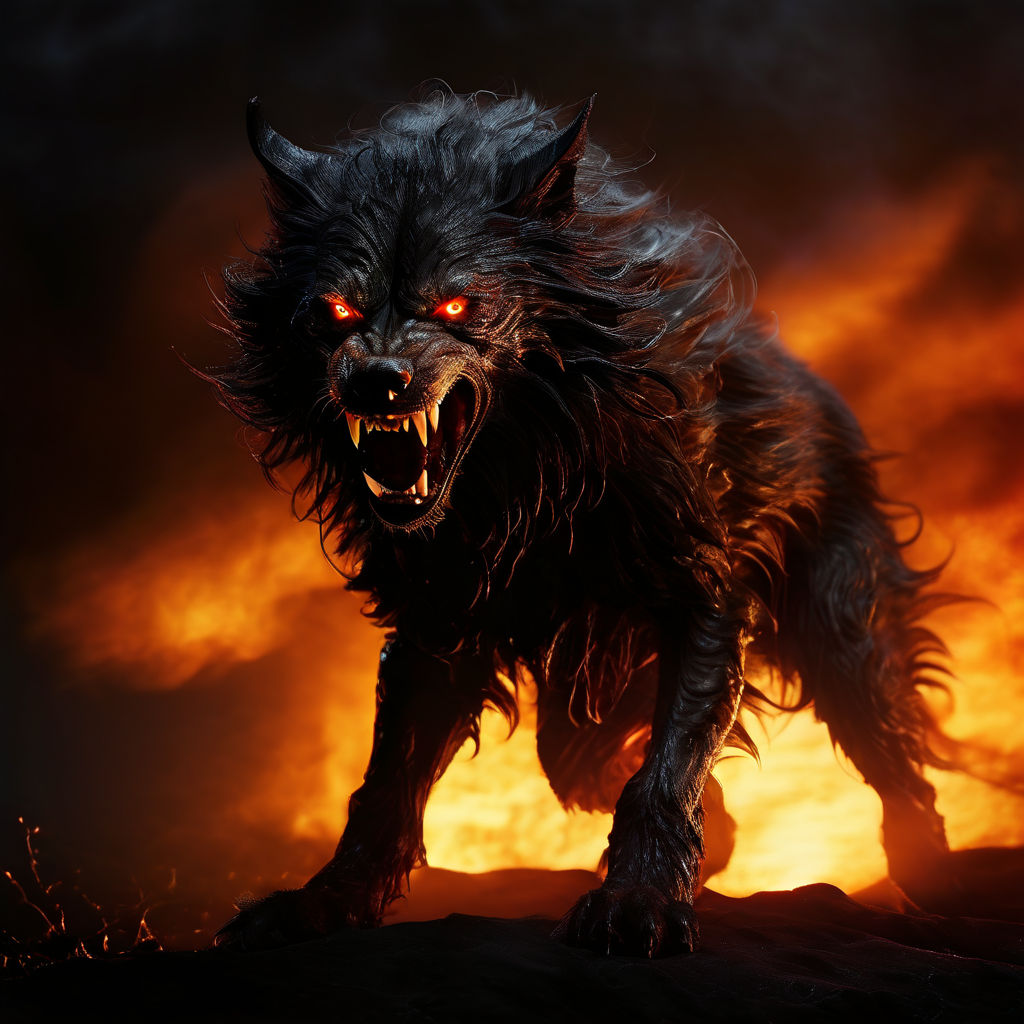 Snarling demon dog with elongated canines by juan Martínez - Playground