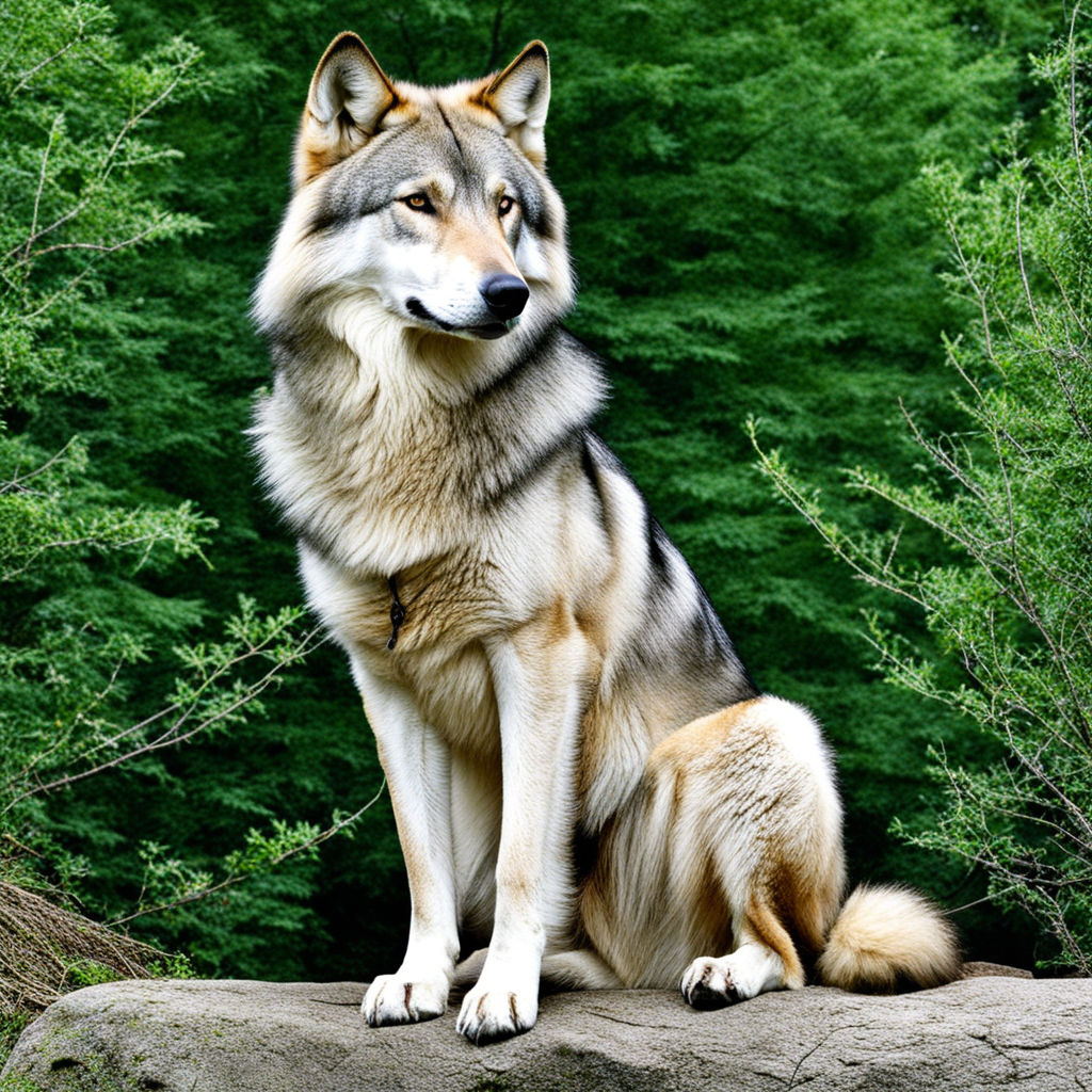 A noble wolf sitting upright by Öyle Böyle İşler - Playground