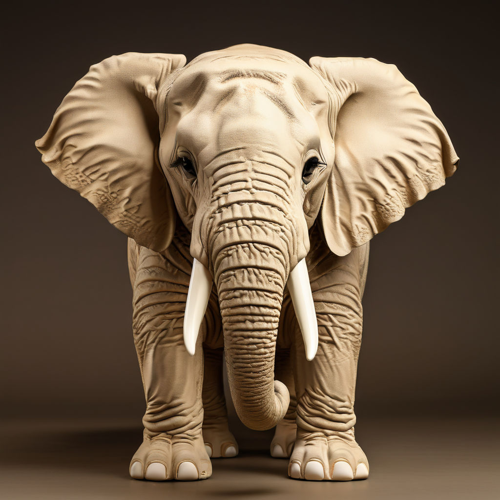Elephant mascot with 4 legs raised trunk ivory stand out wel... by ...