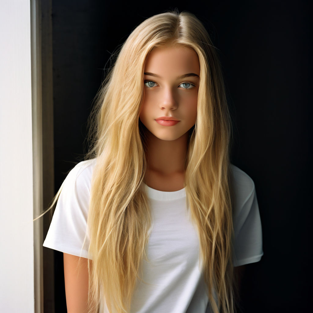 17 year old girl with long straight blonde hair full body. by Kitten ...