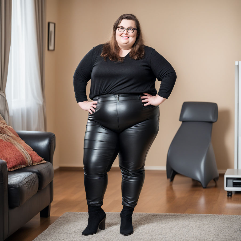 Extremely overweight woman by Frank in schwarzem Leder - Playground