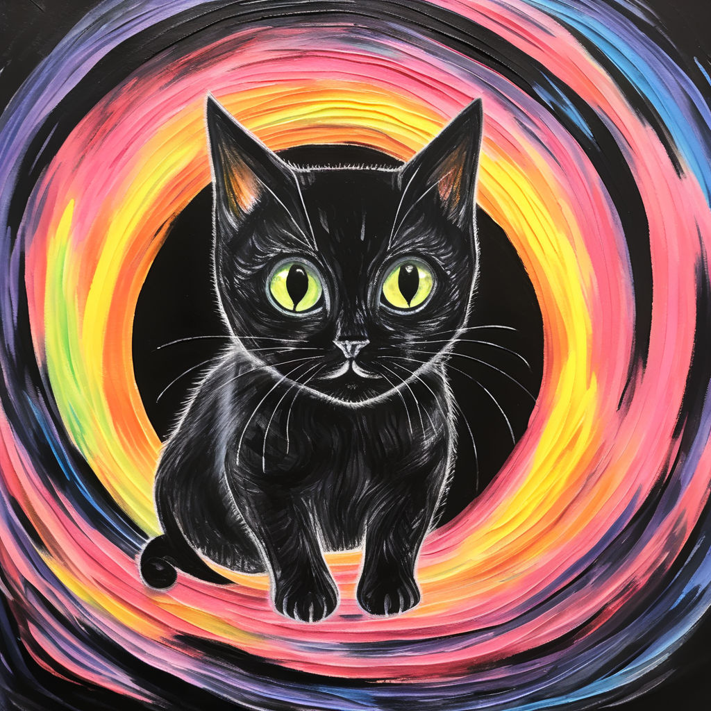 Alien cat emerge from a black hole by mykolar - Playground