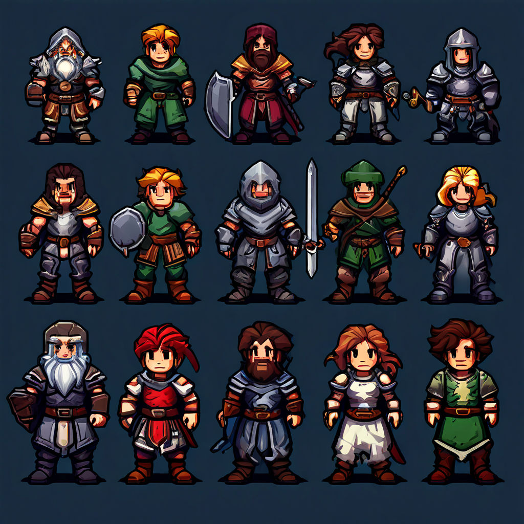 Medieval-themed RPG sprite sheet featuring various races suc... by ...