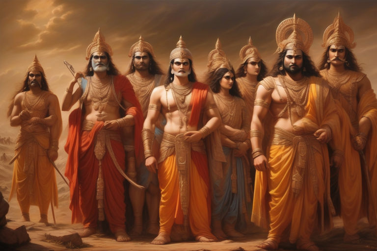 Five Pandav brothers arrayed in ancient warrior attire by yatin kanwar ...