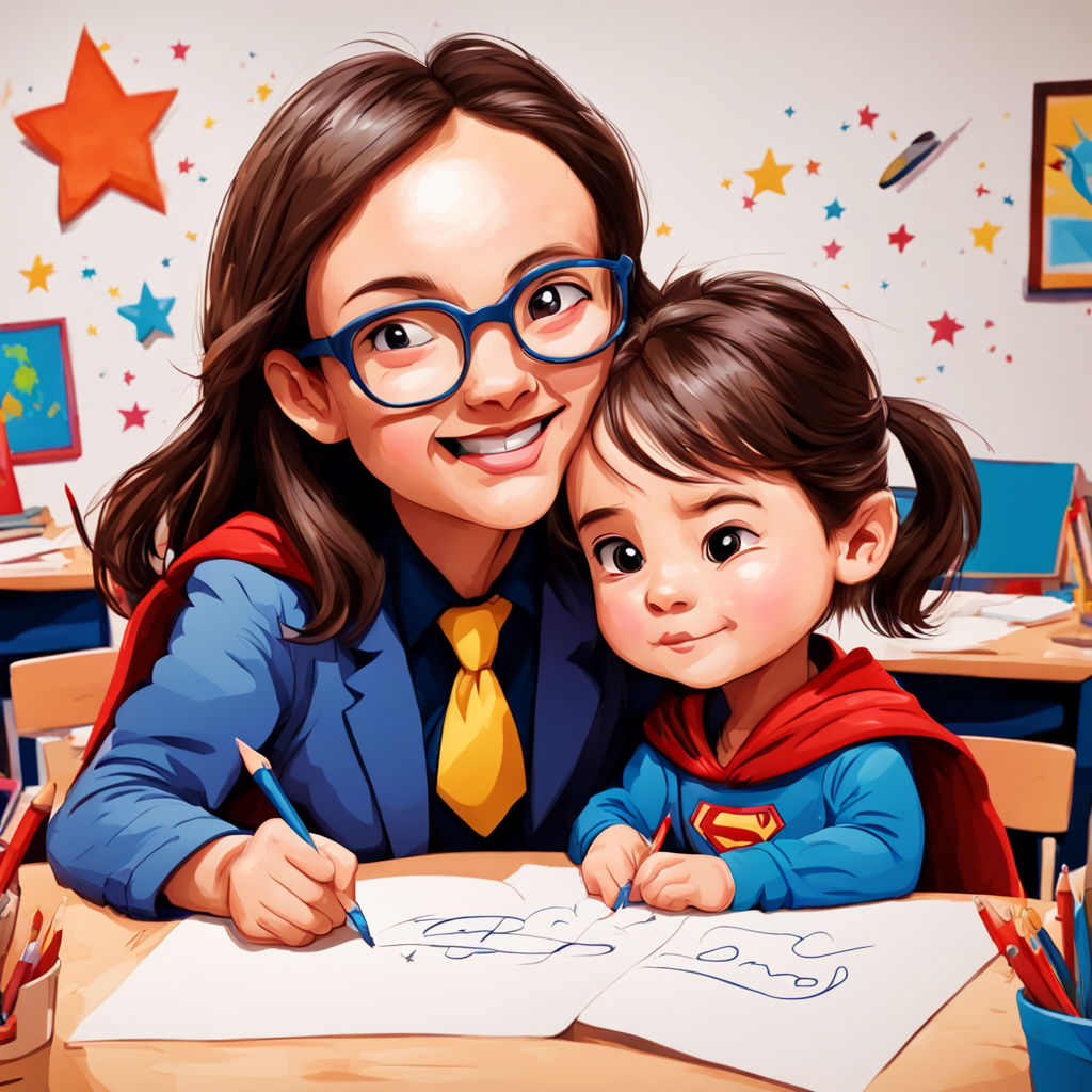 Simple cartoon dreams children hero teacher day drawing by Ercan Fidan ...
