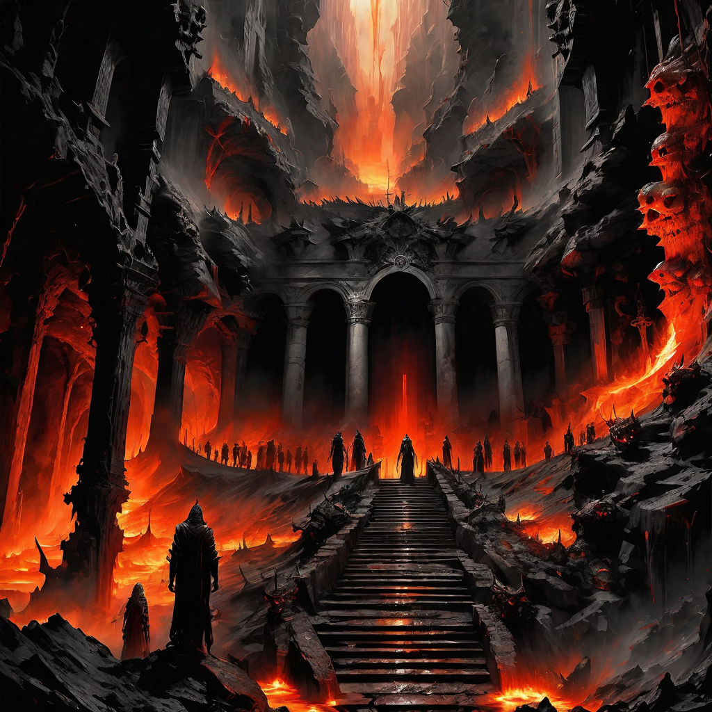 The hellish caverns and catacombs of the underworld. Fire an... by ...