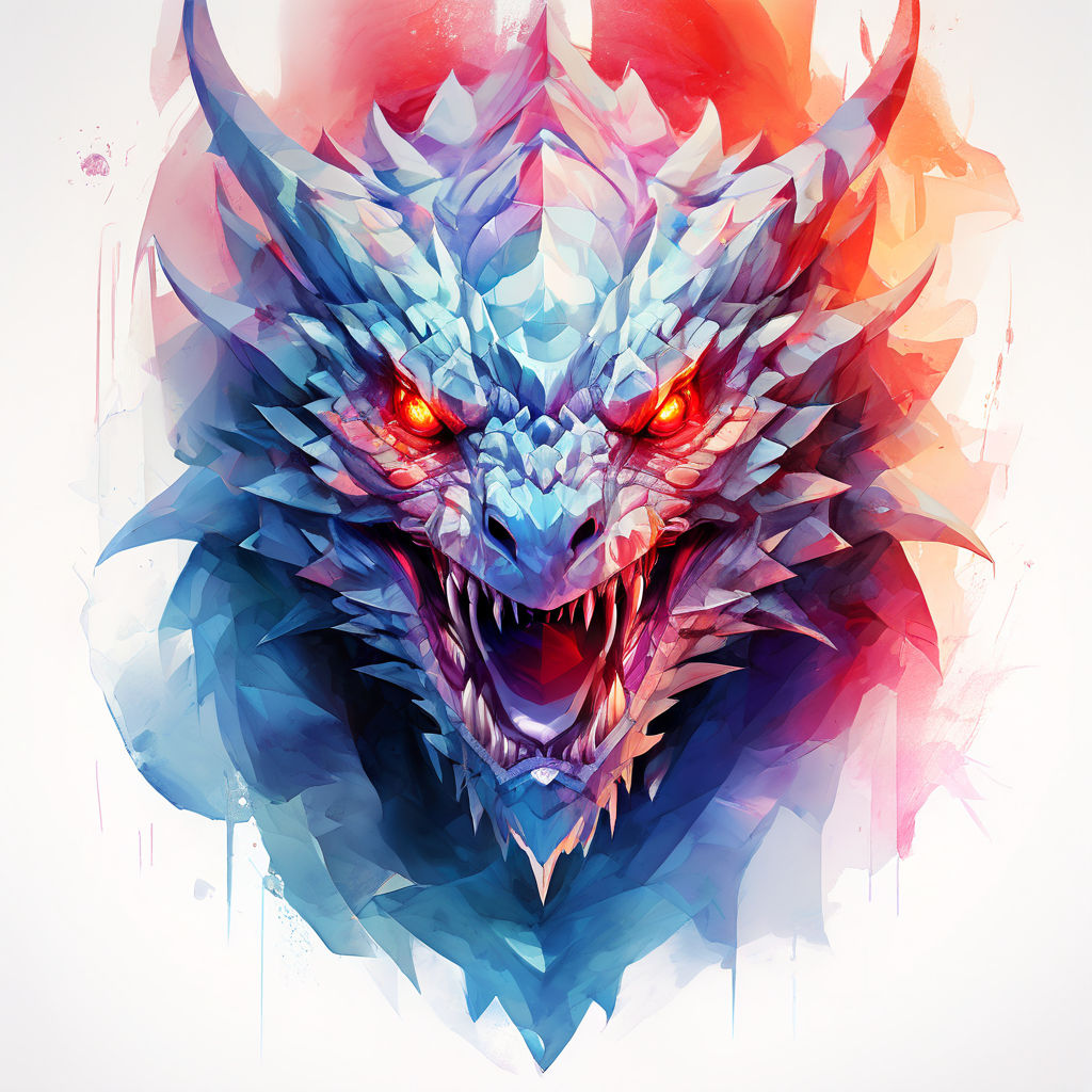 Geometric ice dragon head sporting an angry expression by Giovanni ...