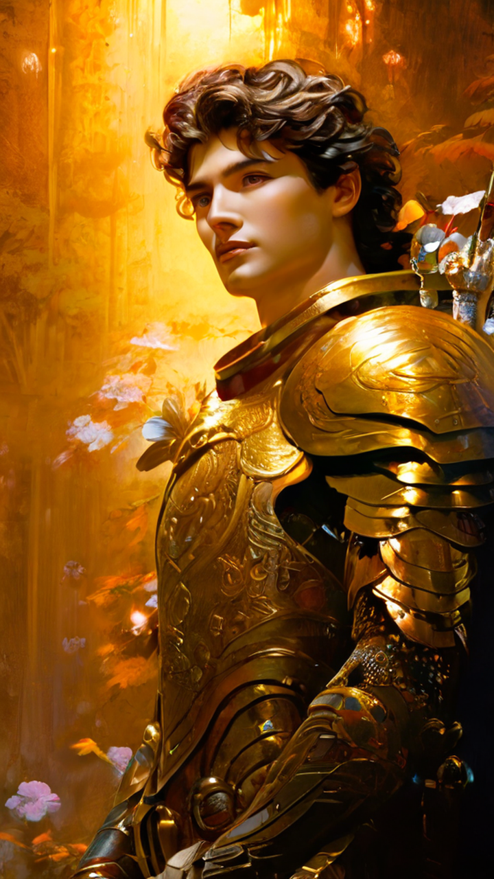 Hyper-realistic photo capturing Apollo in golden armor by Love - Playground