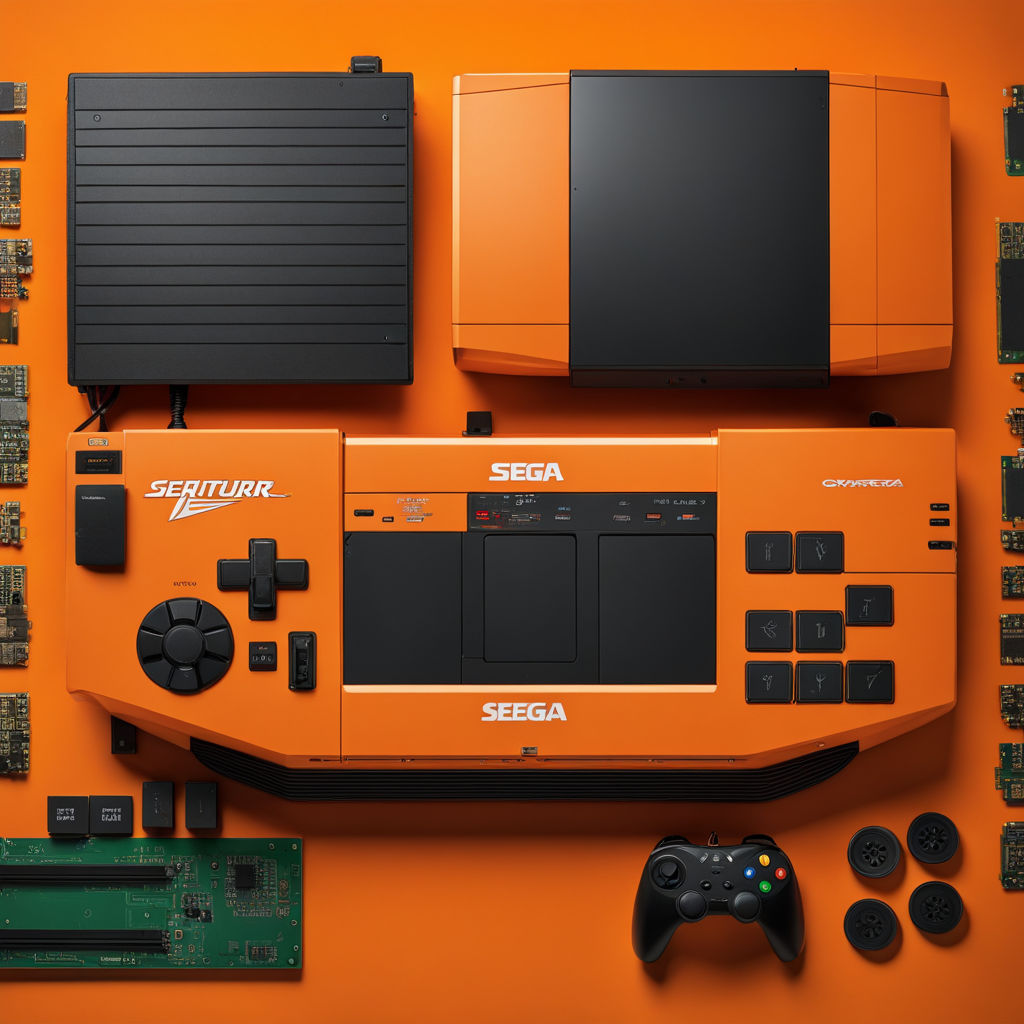 A console of orange color with very gaming-style leds and bl... by Igor ...