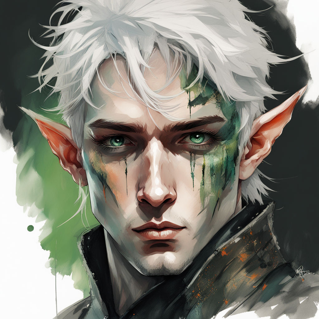 A Snobby White Haired Male Elf By Romain Diaz Playground