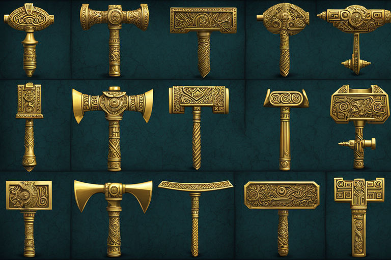 Mayan futuristic anvil hammer weapons different angles by Prototype ...