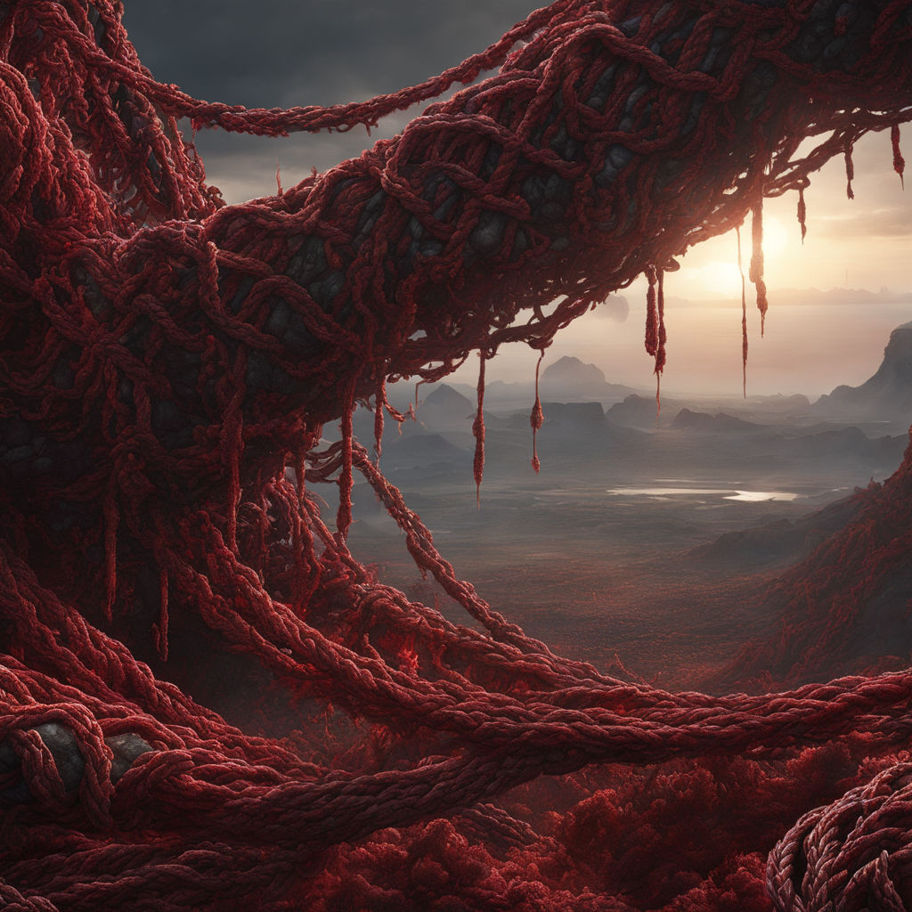 The landscape scorn with bloody remains of the alien rope vi... by ...