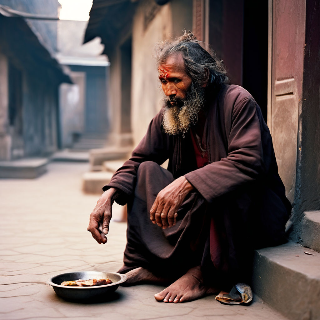 A Beggar Used To Beg Outside A Temple Every Day By Manoj Singhram Playground