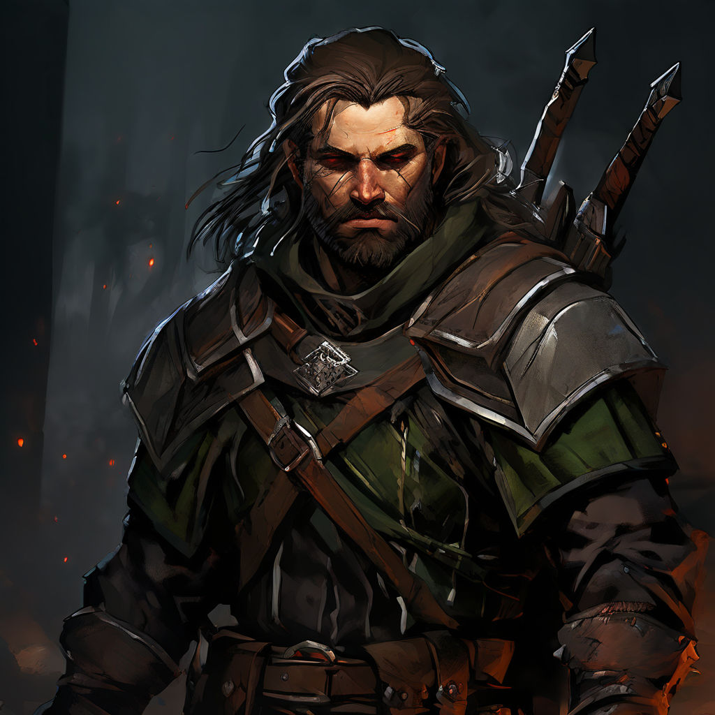 Dynamic character portrait of a D&D human ranger by Freddie Brunius ...