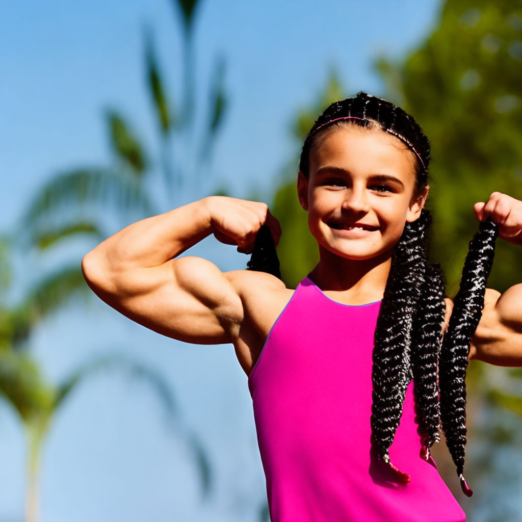 Photorealism. 2 muscular 12 year old girls. young bodybuild... by Chris ...