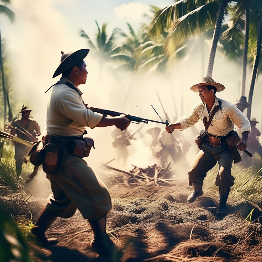 Filipino men in the 1900s engaging American soldiers in comb... by WB ...