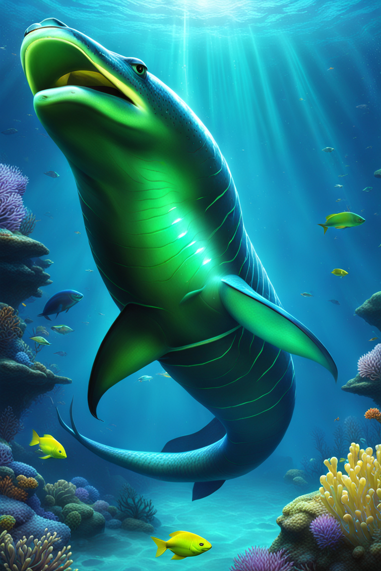 Generate a humanoid with electric eel mutations in an underw... by ...