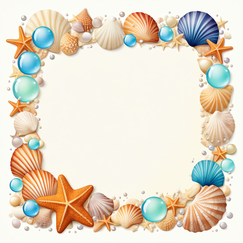 Pixar frame with seashells and bubbles kawaii by 기현성 - Playground