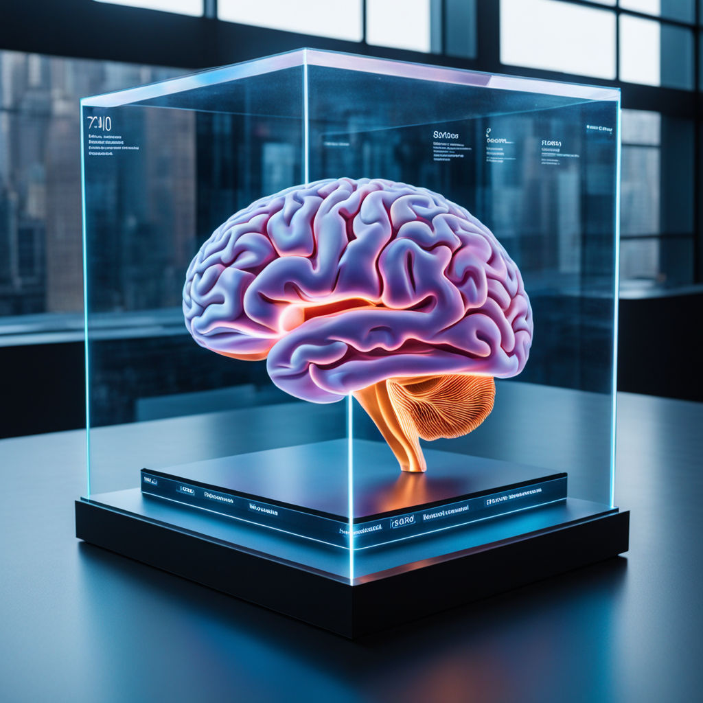 A holographic display showcasing a detailed 3D model of the ... by ...