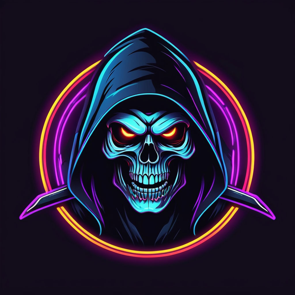 Neon angry grim reaper logo by Be part of History - Playground