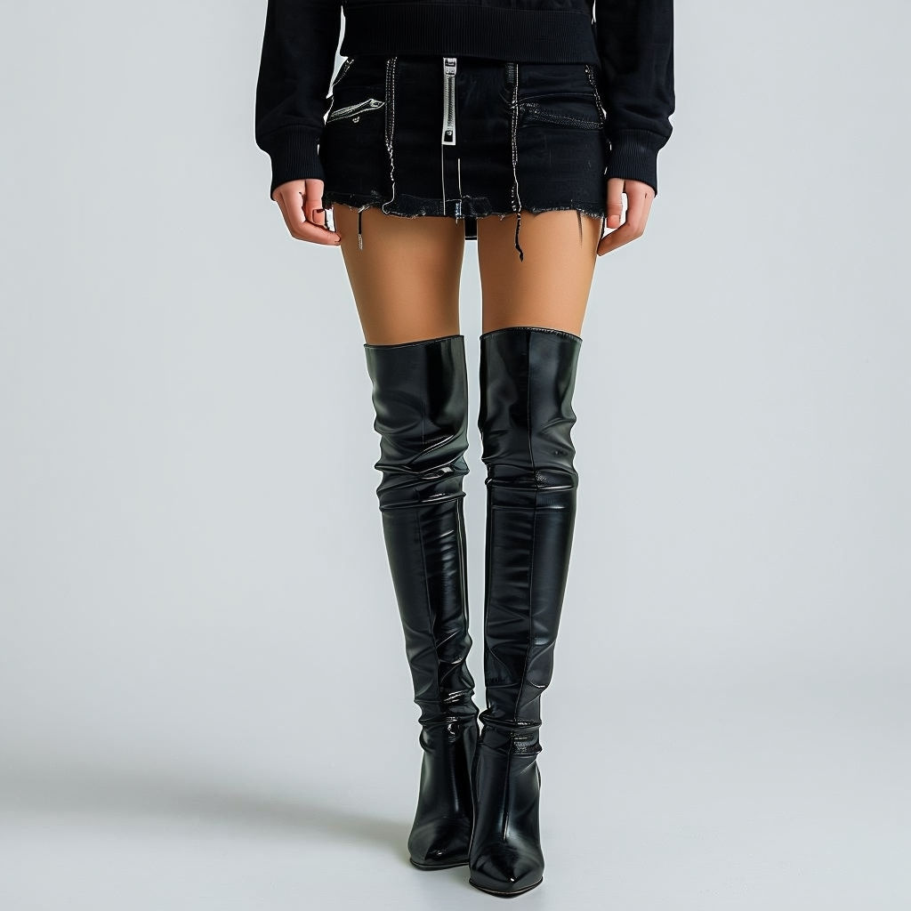 18 year old american teenager girl wearing black leather thi... by ...