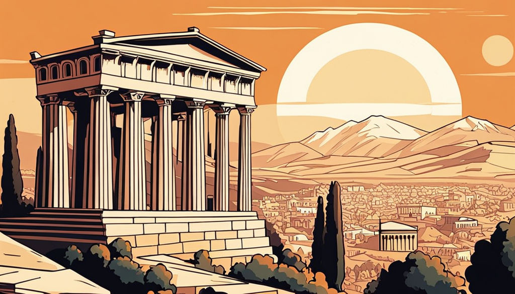 Majestic Athens Agora depicted in a cartoon-style ancient la... by Mr ...