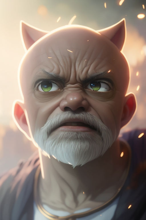 Closeup face portrait of bald dwarf by Pixellicious - Playground