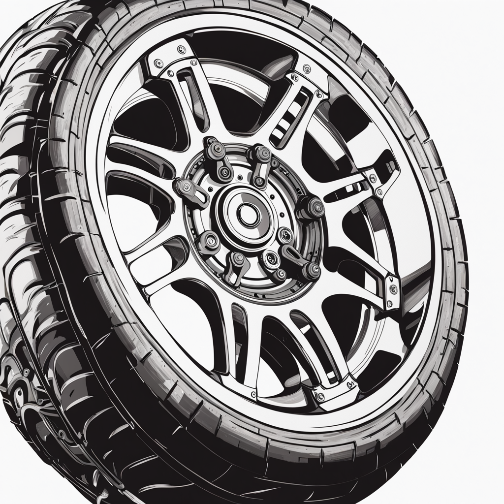 Technical pen and ink drawing of a futuristic automotive rac... by ...