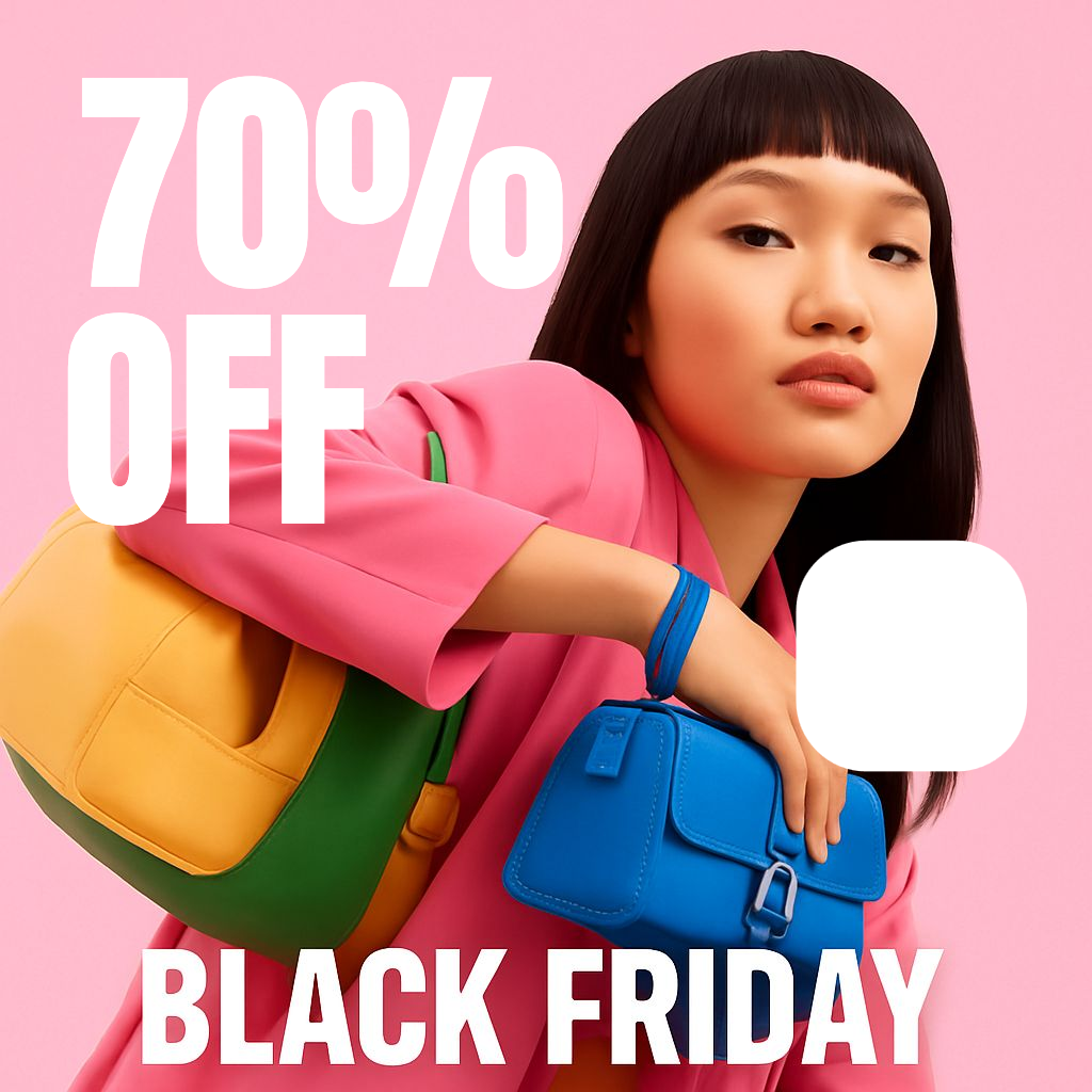 Confident Young Woman Promoting Black Friday Fashion Ad - Playground