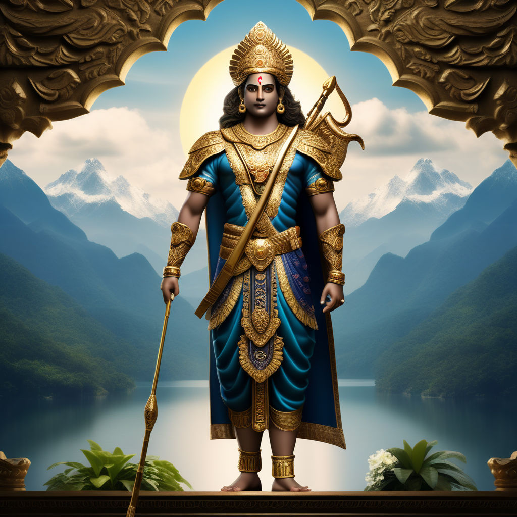 Create an image of Lord Rama standing with his bow and arrow by Amit ...