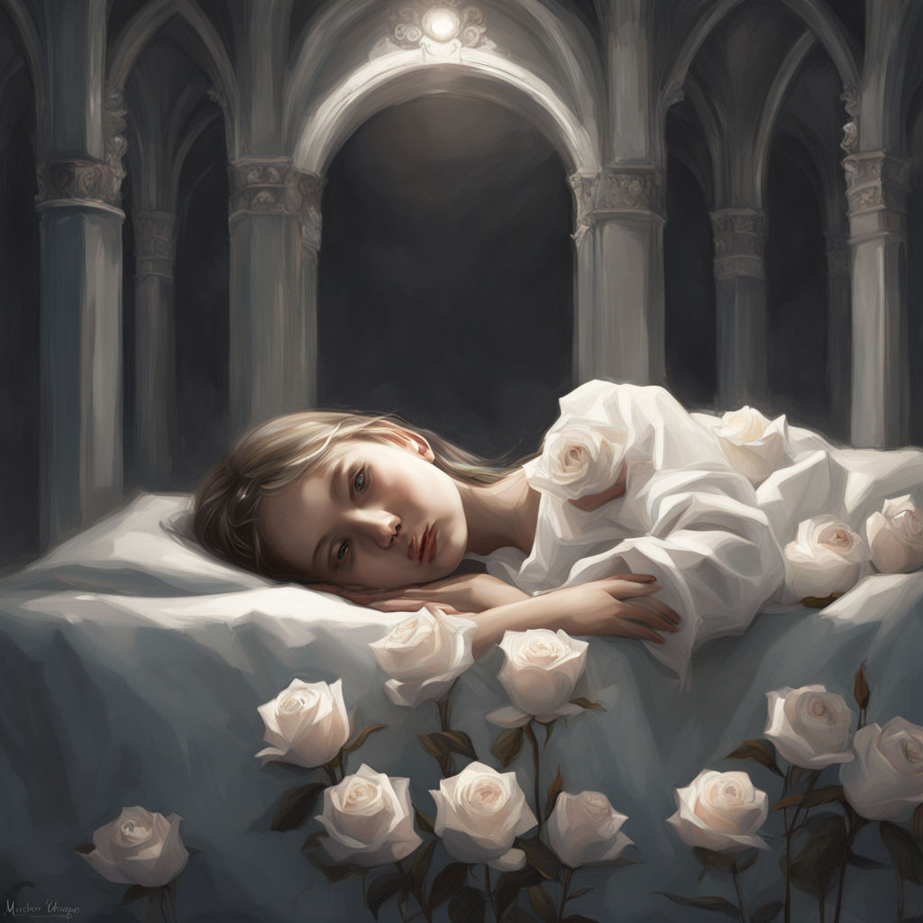 White rosecradling a sleeping girl's hand by nekoo beats - Playground