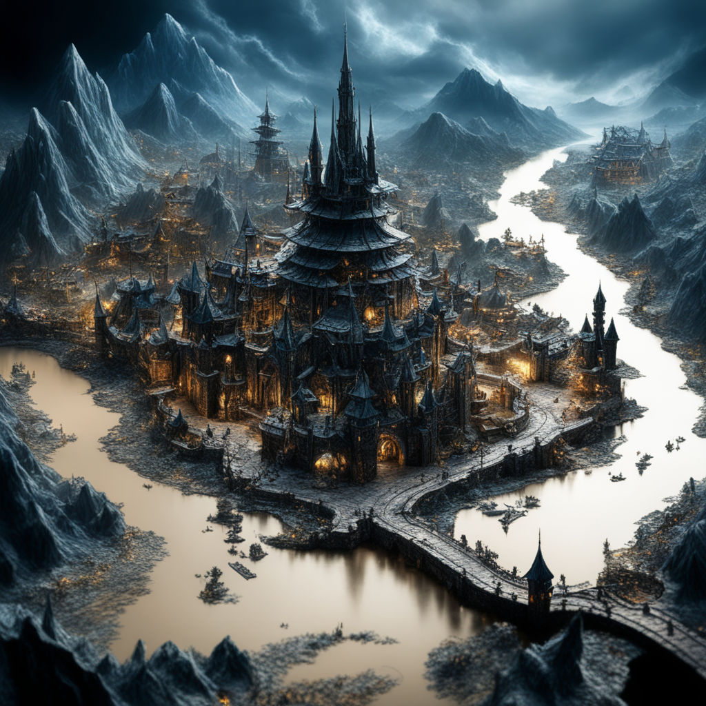 Hyper-beautiful dark fantasy style map with dragons by David Robinson ...