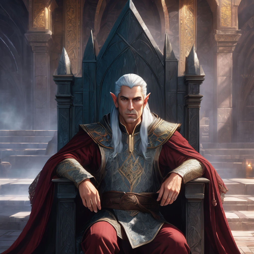Middle-aged half-elf king with peppered hair by WeinerschnitYT - Playground
